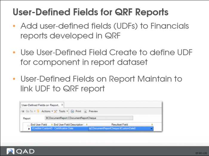 Customizing QRF Reports