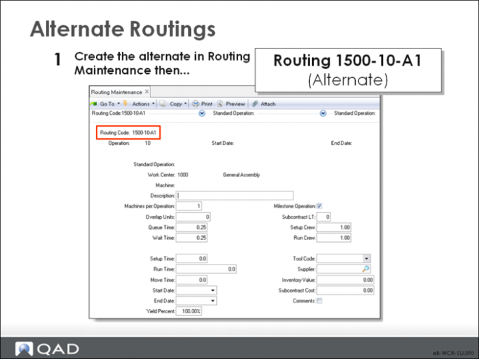 Alternate Routings