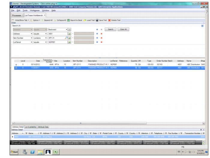 Example of Using Lot Trace Workbench