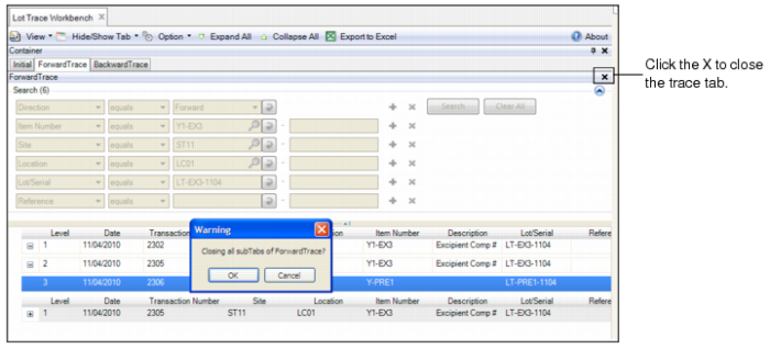 Using Lot Trace Workbench