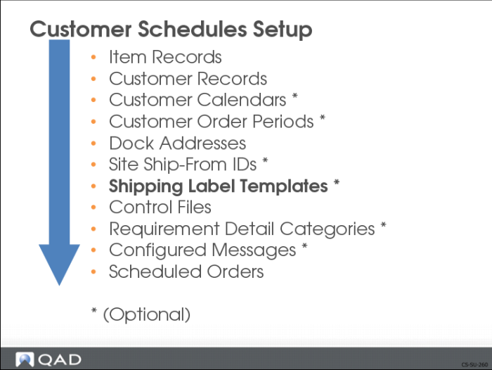 Customer Schedules Setup