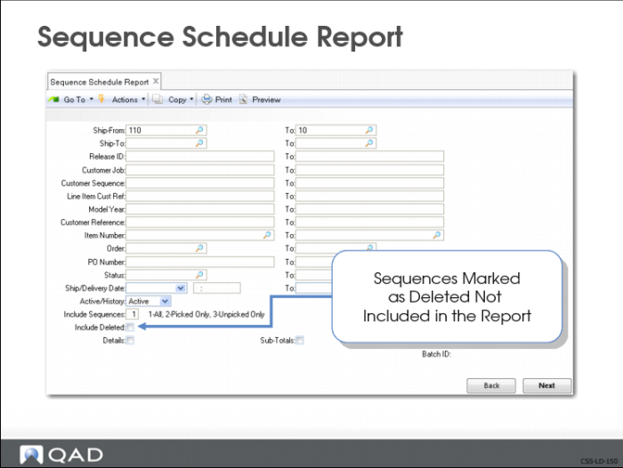 Loading Sequence Schedule Release