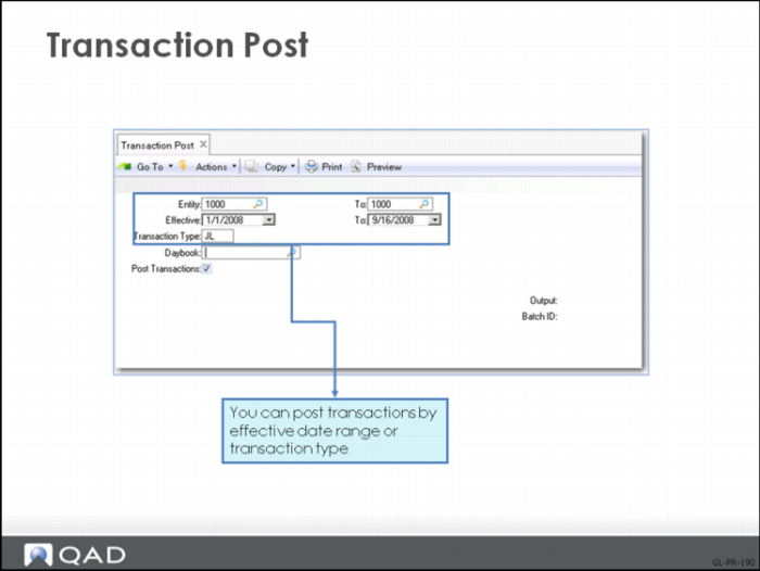 Processing General Ledger Transactions
