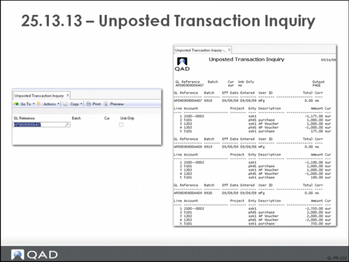 Processing General Ledger Transactions