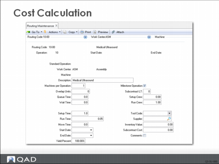 Set Up Cost Calculations
